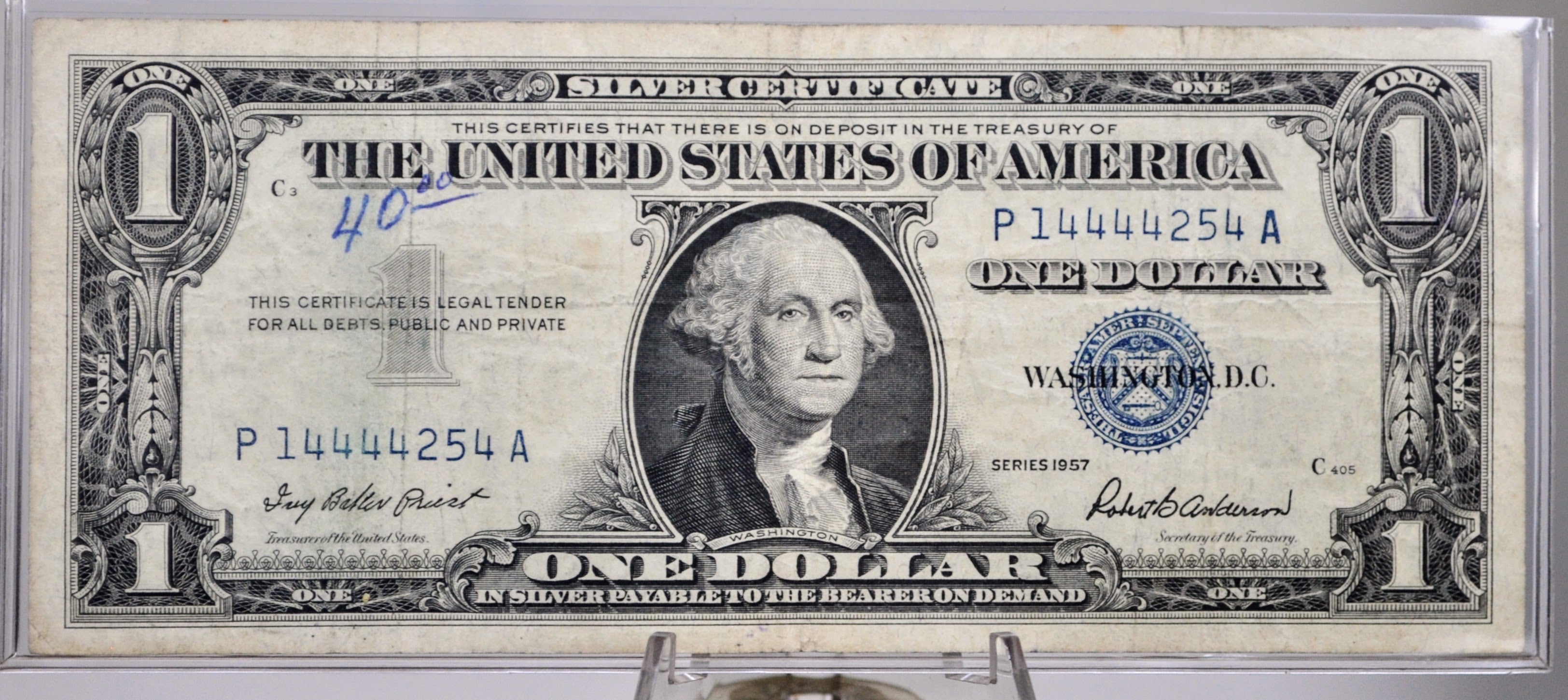 1957 Fancy Quad Repeater Serial Number 1 Dollar Silver Certificate - 1 ...