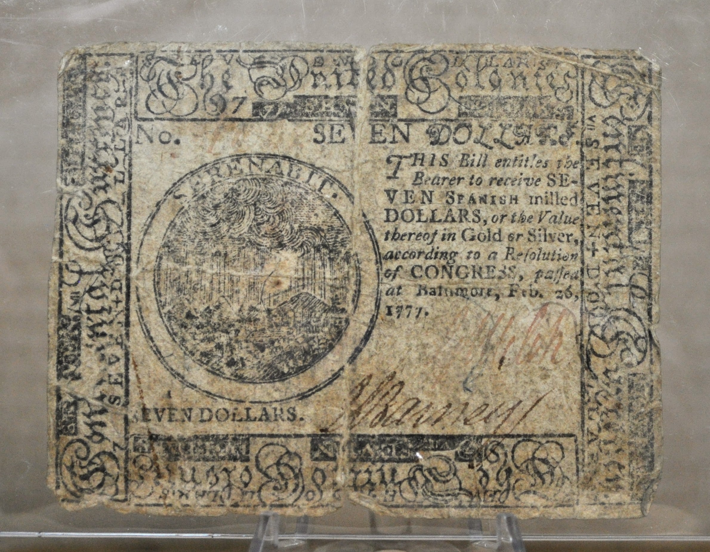 Feb 26th, 1777, Continental Currency 7 Dollar Banknote - Revolutionary ...