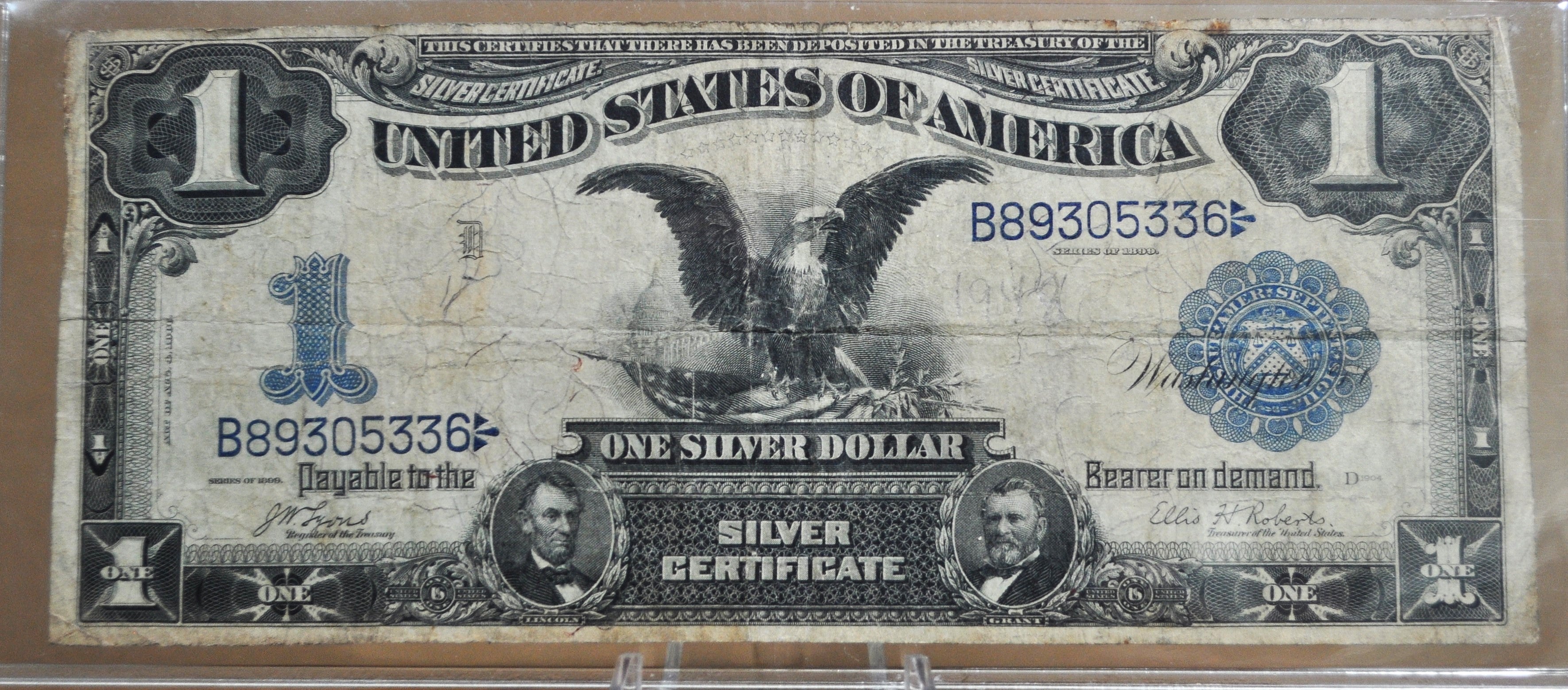 1899 1 Dollar Silver Cert. Black Eagle Fr#226a - VG+ Grade - Rare Note ...