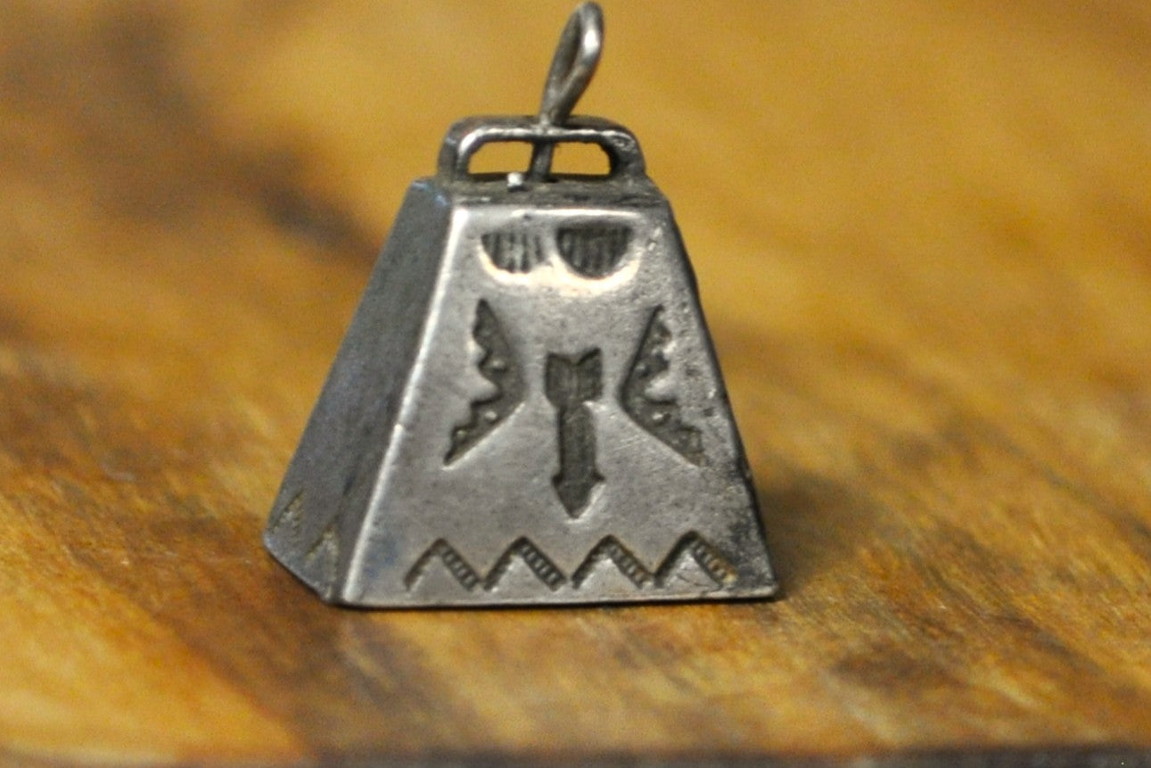 Sterling Silver Native American Designed Cowbell Charm - Tested Sterli ...