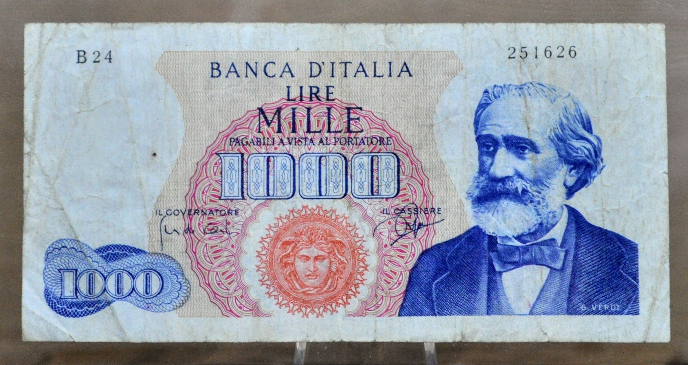 1964 Bank of Italy 1000 Lire Italian Note - Giuseppe Verdi Series - Ca ...
