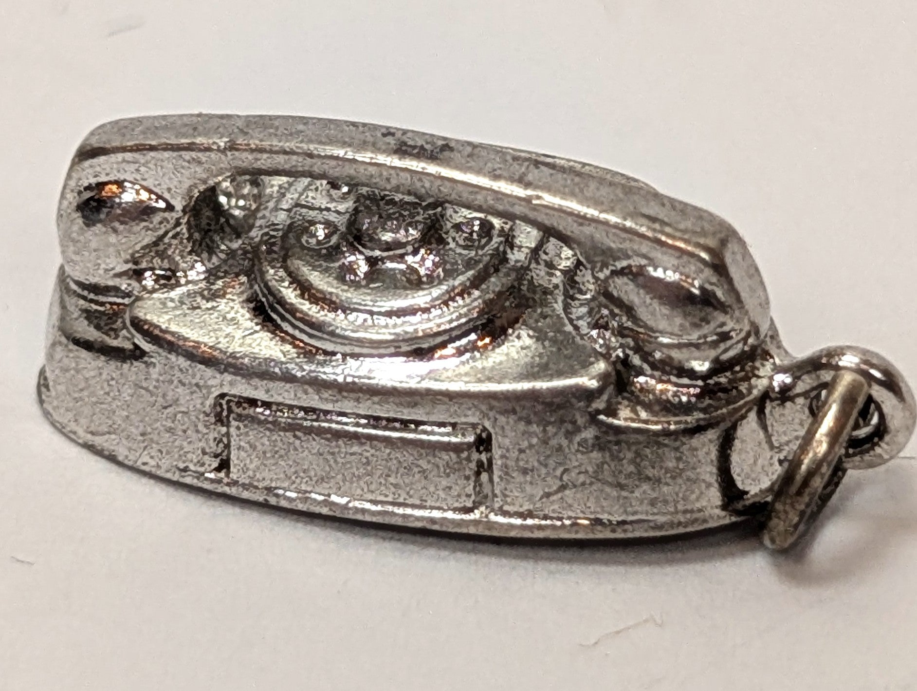Antique Sterling Silver Rotary Phone Pendant - Unique Silver Charm Wel ...