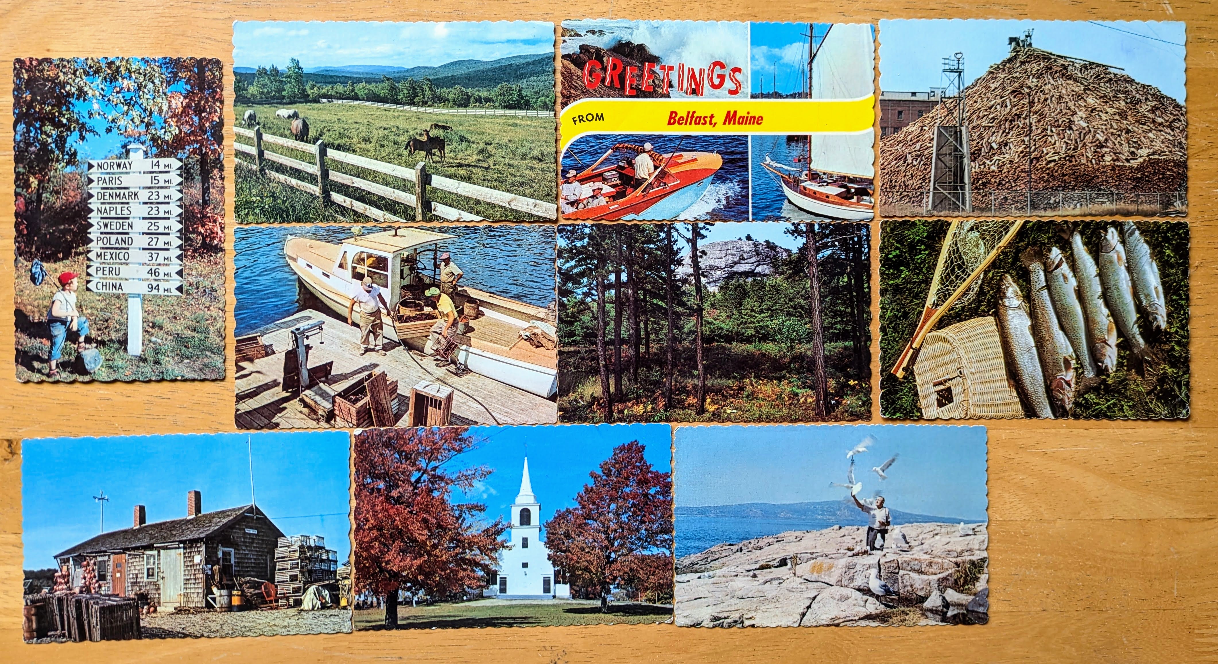 Vintage 1960s-70s Maine Tourist Scalloped Postcards - Eastern Illustra ...